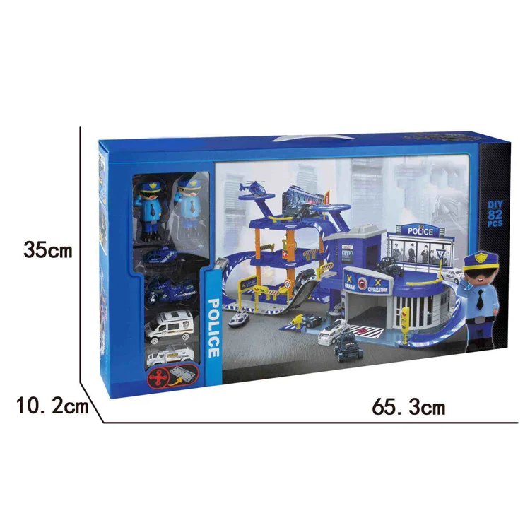Police Station Kids Toys Play Set With Metal Cars And Other Vehicles ...
