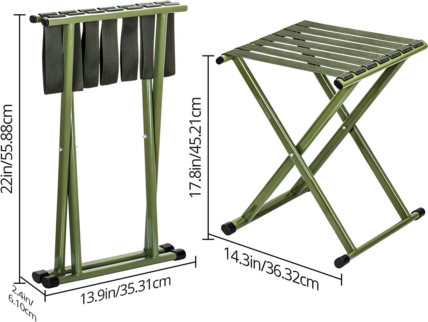 17.8" Height Heavy Duty Camping Stool Outdoor Portable Chair For ...