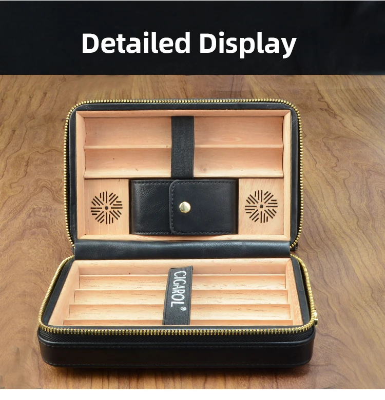 Wholesale Custom Genuine Leather Portable Carring Wood Cigar Humidor ...