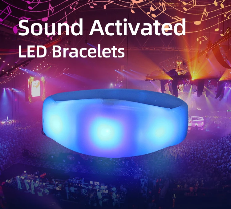 Flashing Silicone Bracelet With Bright Light Wristband Bracelets Sound ...