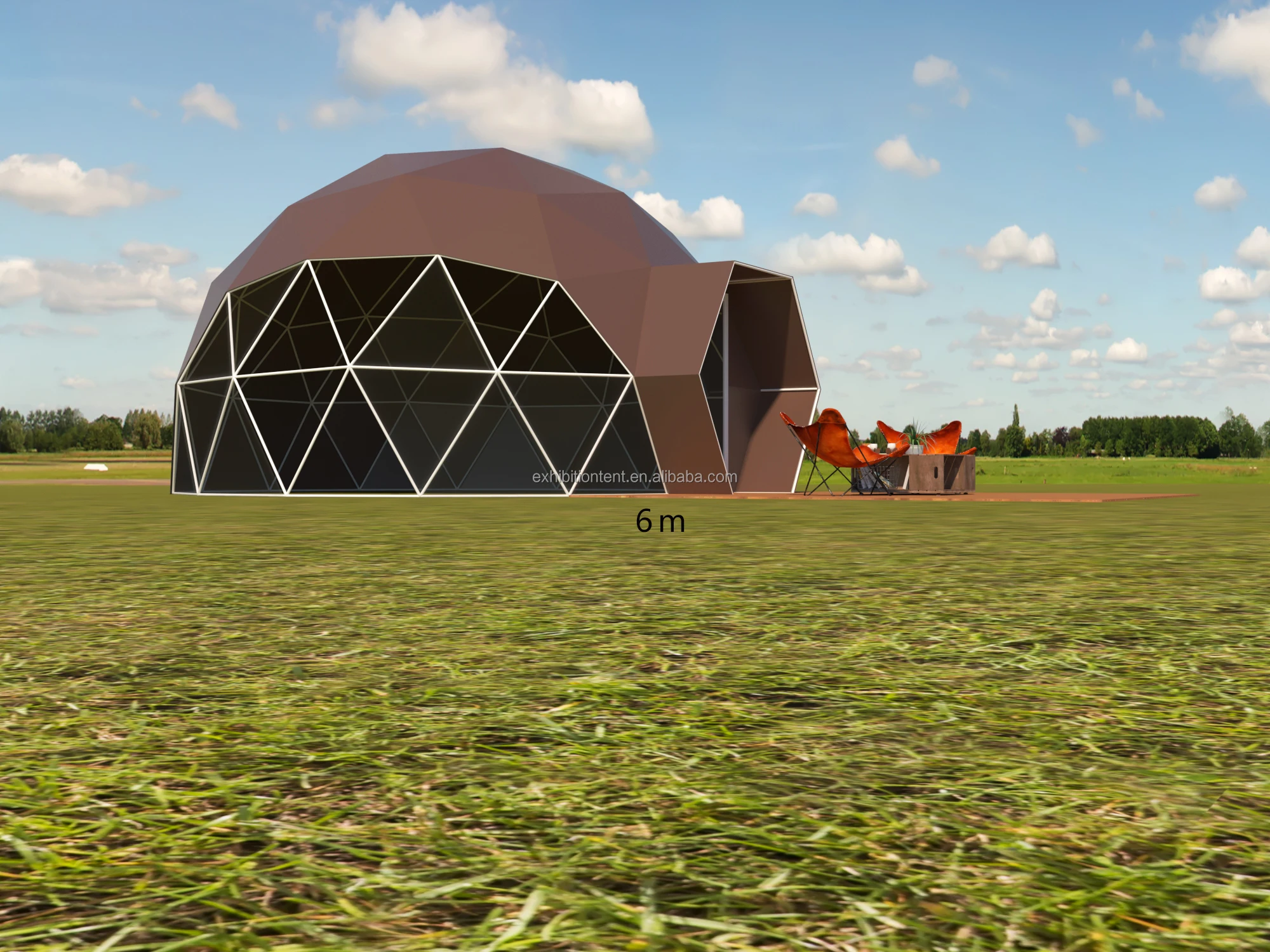 Outdoor 3-4 Person Tents Camping Luxury 6m Dome Tent Glamping ...