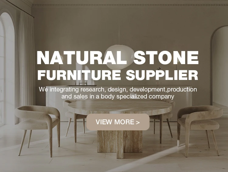 Nordic Natural Stone Table - Modern Travertine Coffee Table