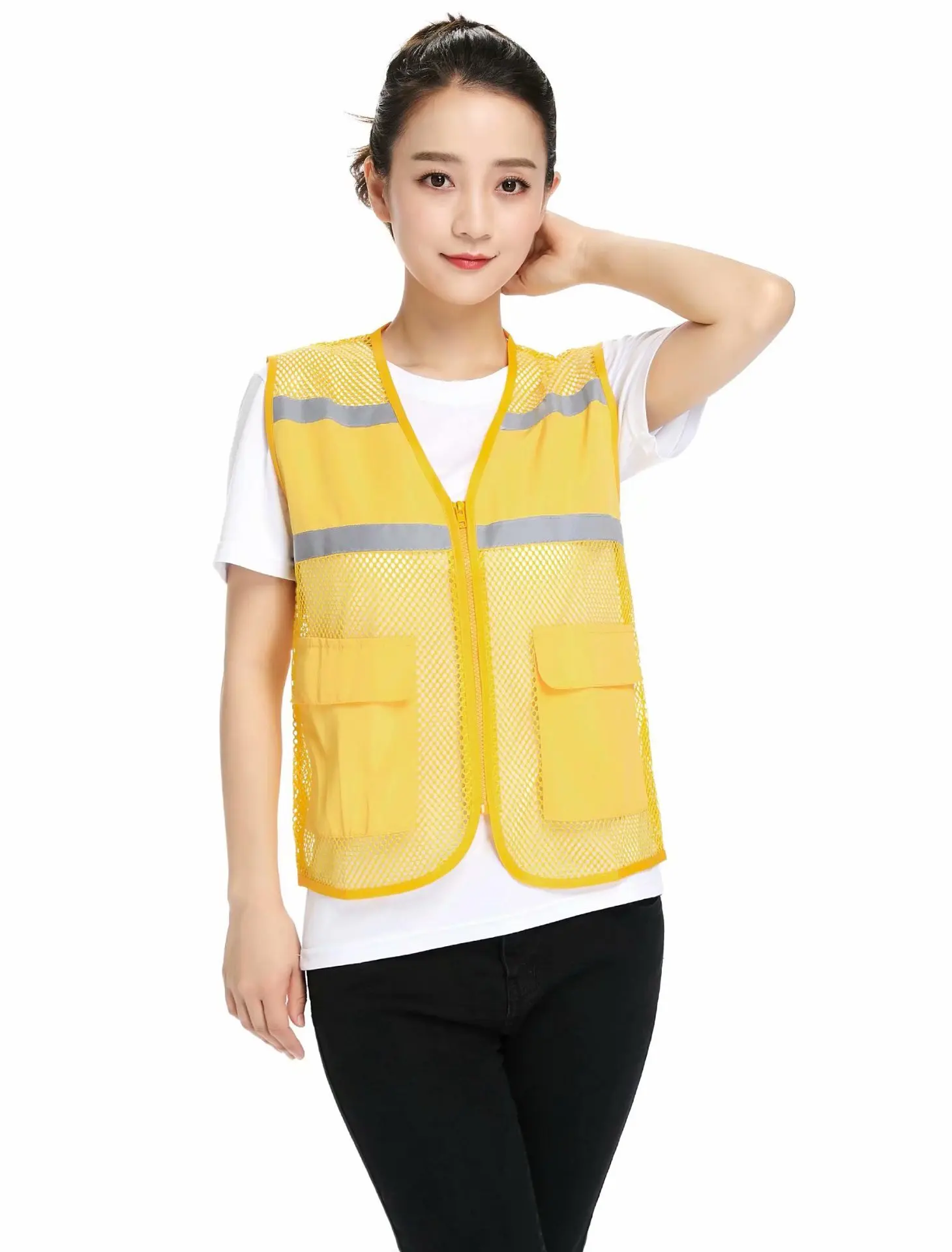 Outdoor Mountain Climbing Reflective Stripe Vest Men's Mesh Pocket Vest ...