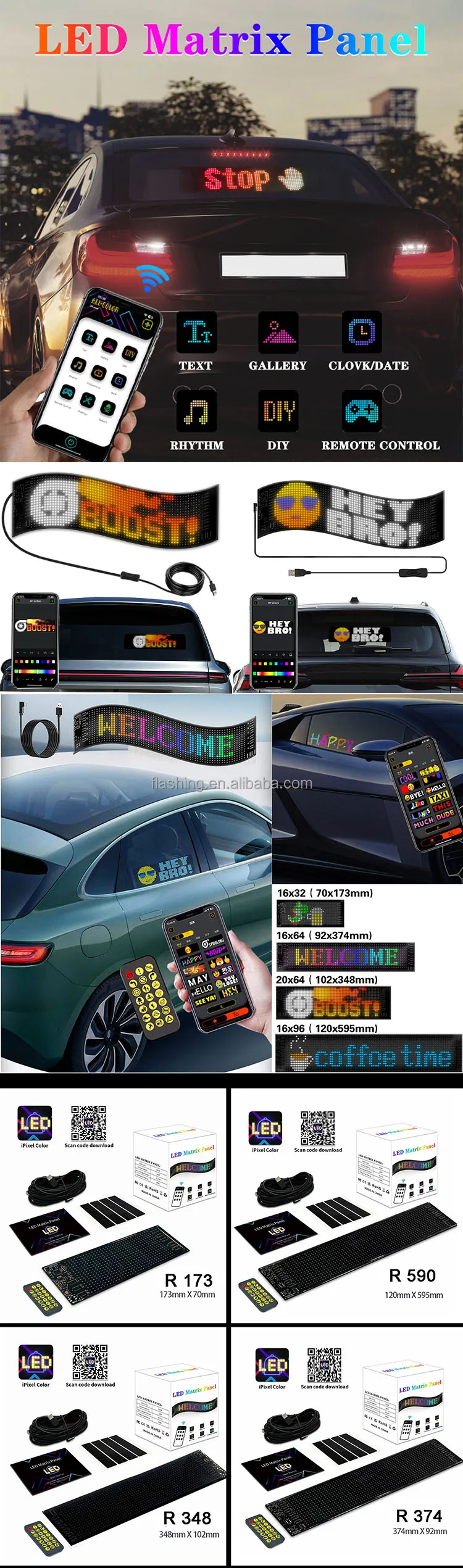 Newest Led Smart Soft Screen Car Pixel Display App Car Led Screen Pixel ...