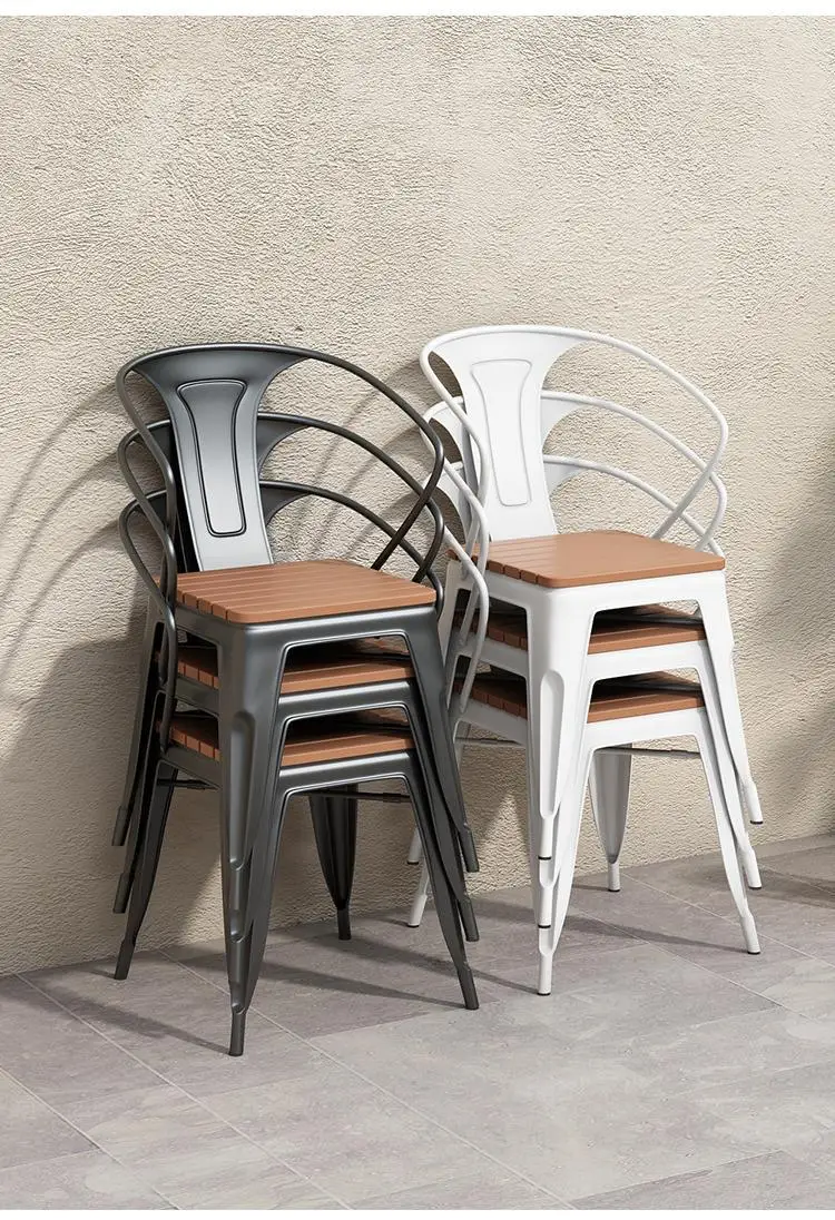 Modern Outdoor Restaurant Set - Metal Garden Cafe Chairs