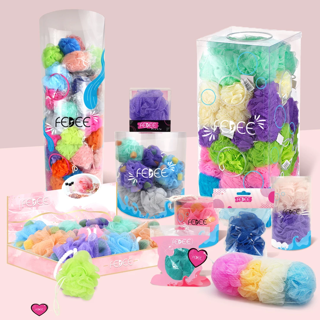 Hot Bath Ball Ultra Soft Fast Foaming Fine Mesh Rose Bath Loofah ...