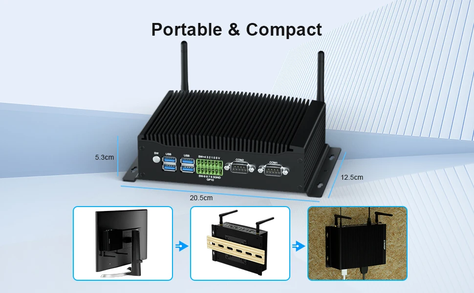 Factory 10th Gen Core I3 Fanless Industrial Mini PC Dual LAN & Triple ...