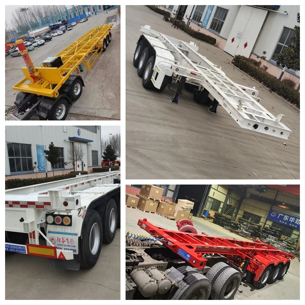 3 Axles 20ft & 40ft Frame Shipping Chassis Semi Trailer China Made Skeletal Skeleton Truck ...