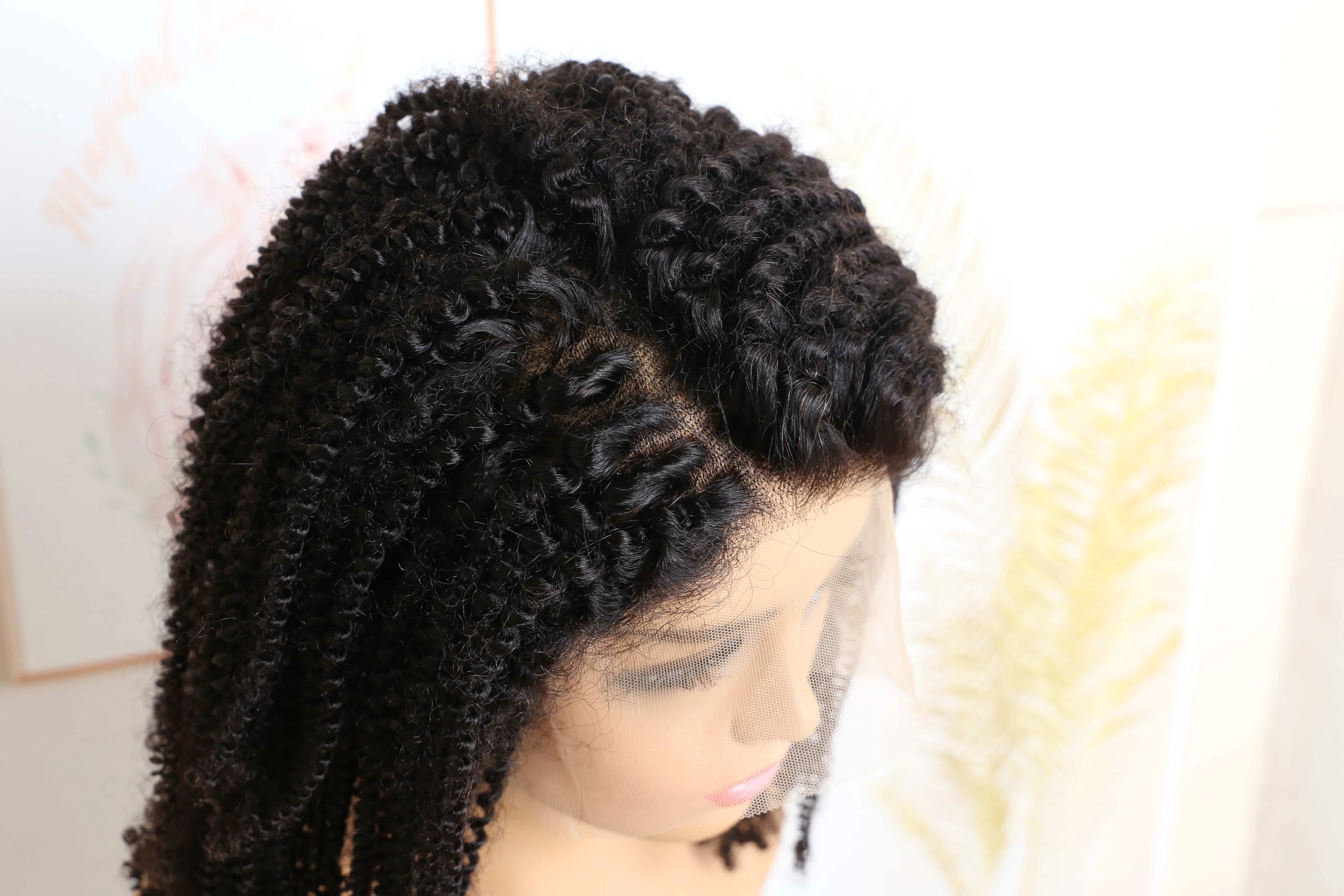 Natural Hair 4c Texture Hairline Short Bob Kinky Curly Wig Human Hair ...