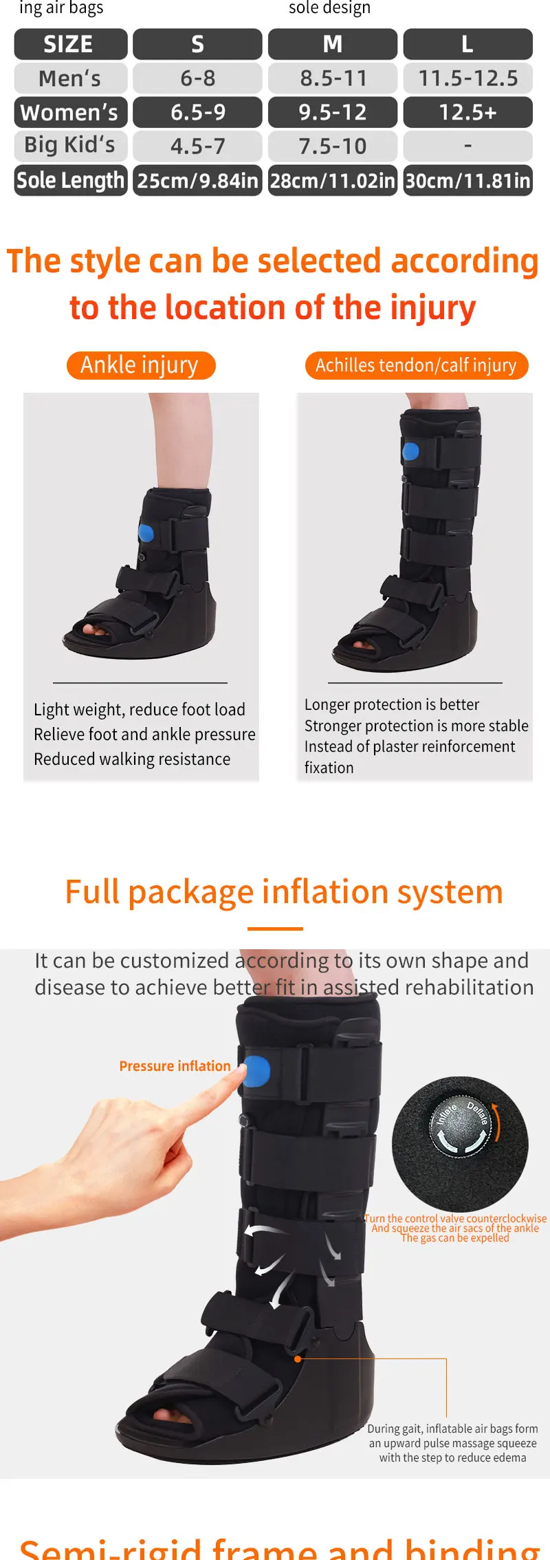Orthopedic Air Walker Boot For Sprain Ankle Fracture Fixation Short ...