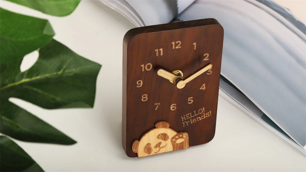 Desktop Decor Clock Home Office Table Desk Wooden Clock With Custom ...