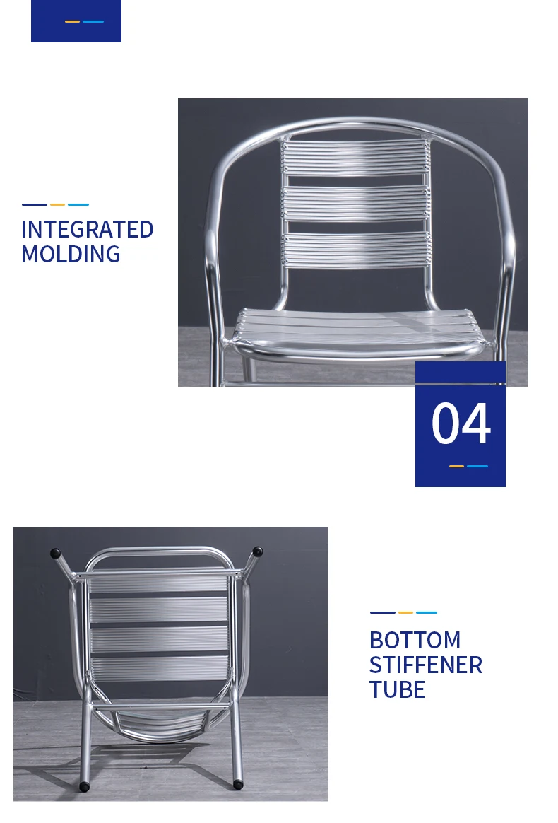 Outdoor All Aluminium Stackable Chair Cafe Garden Portable Modern ...