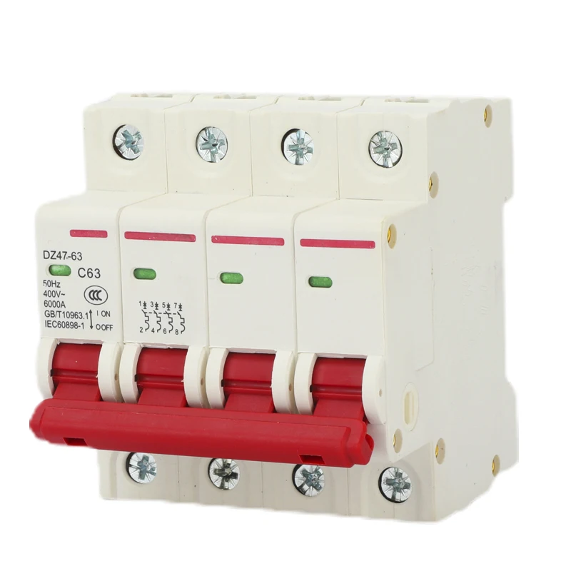 ac dc mini mcb 63a 32a 380v dz47 63 c63 4p 4pole 4 pole 125a 32 63 amp ...