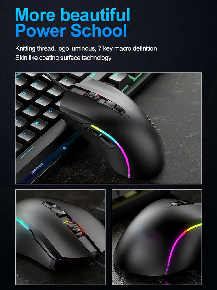 7200 Adjustable Dpi Ergonomic Chromatic Wired Gaming Mouse Computer ...