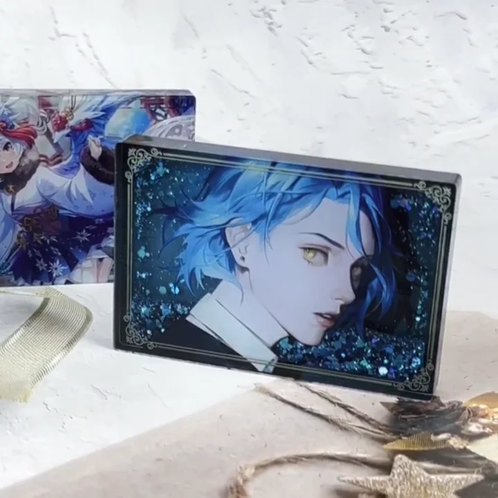 Custom Quicksand Acrylic Keychain Custom Liquid Flash Charm Anime ...