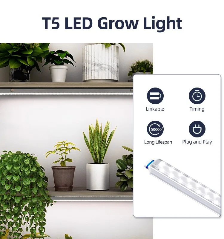 Barrina 1ft 2ft 3ft 4ft T5 Led Grow Light Full Spectrum Linkable With ...