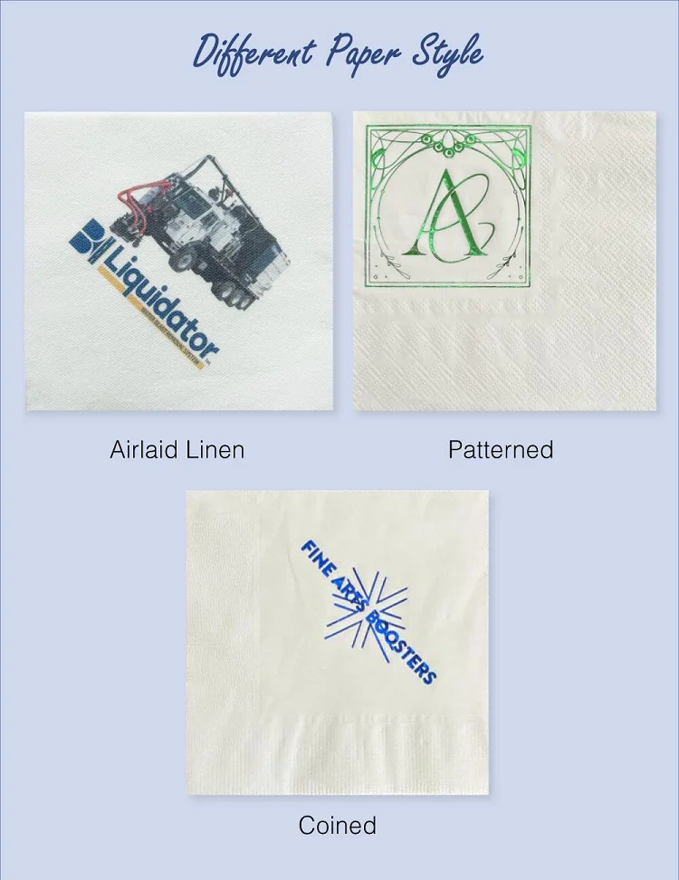 White Napkin Paper Tissue Custom Logo Printed Disposable Cocktail ...