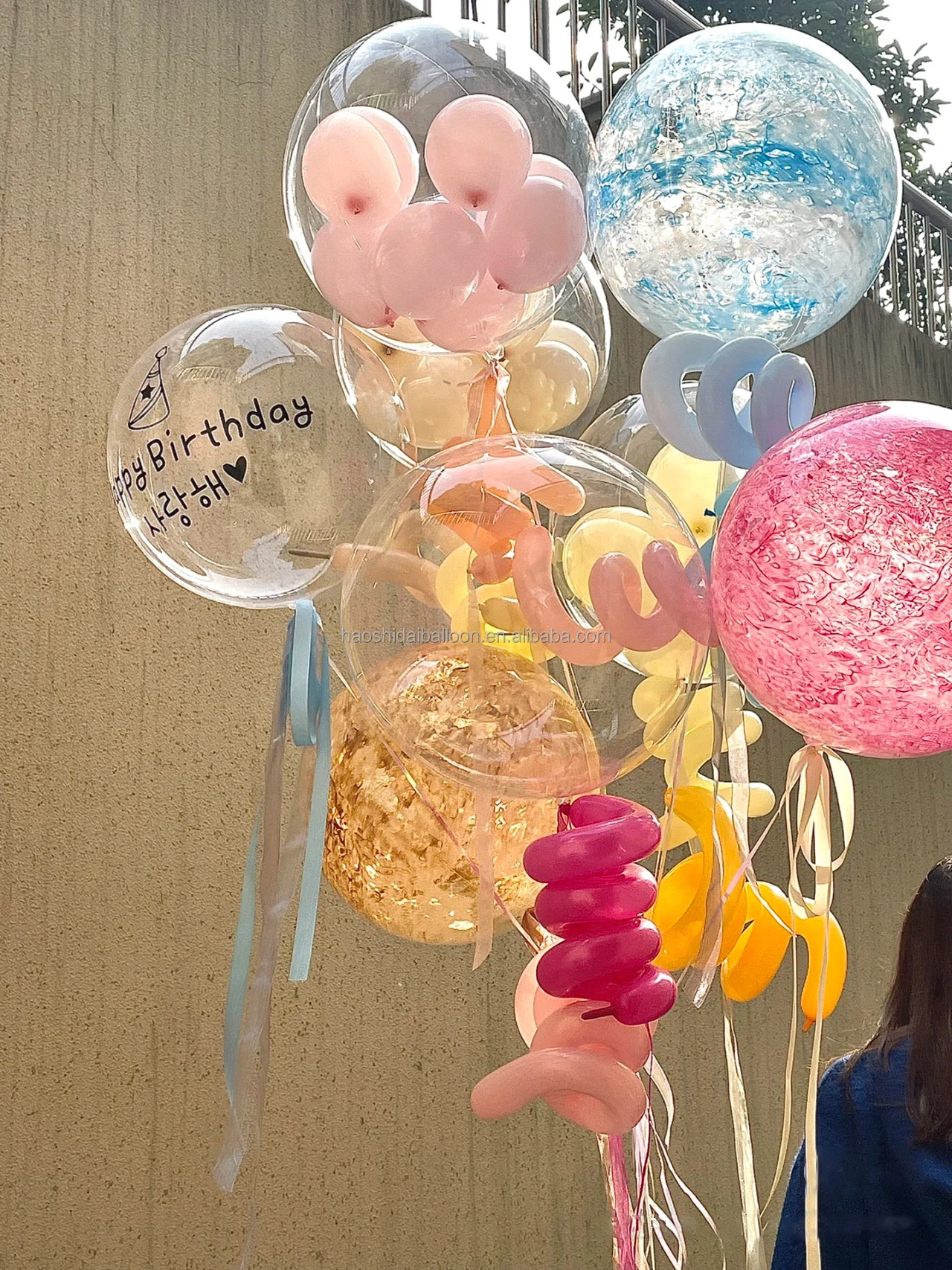 24inch Bobo Balloon Transparent Clear Bubble Bobo Balloon With Birthday ...