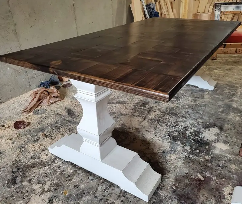 Modern Wood Pedestal Dining Table Base For Heavy Duty Use - Oem