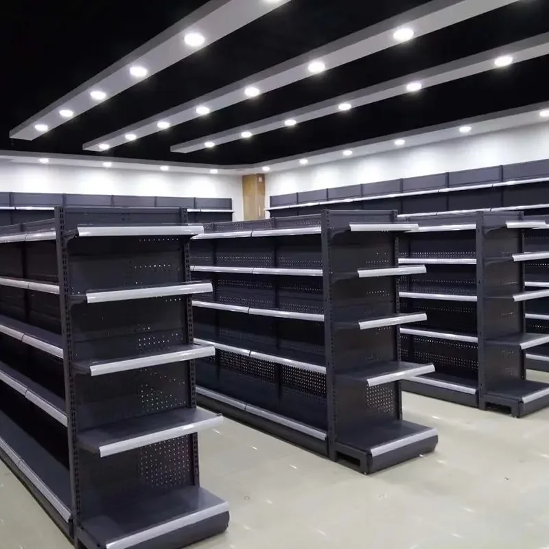 Metallic Material and Double-sided Grocery Shelves Supermarket Shelf ...