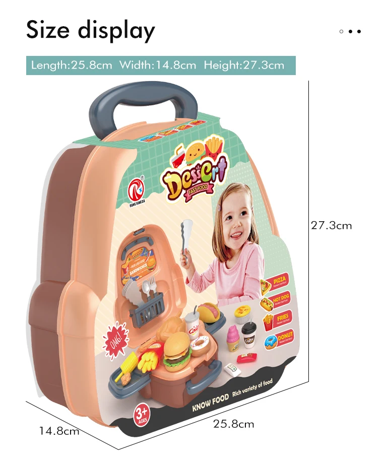 32pcs Kids Pretend Play Miniature Toy Fast Food Kitchen Set