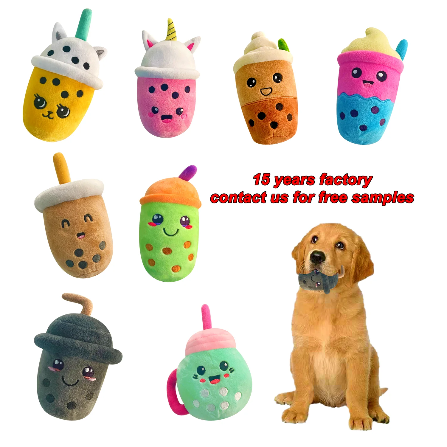 Bubble Teas Plush Dog Toys Funny Dog Chew Toys with Squeaker Sound ...