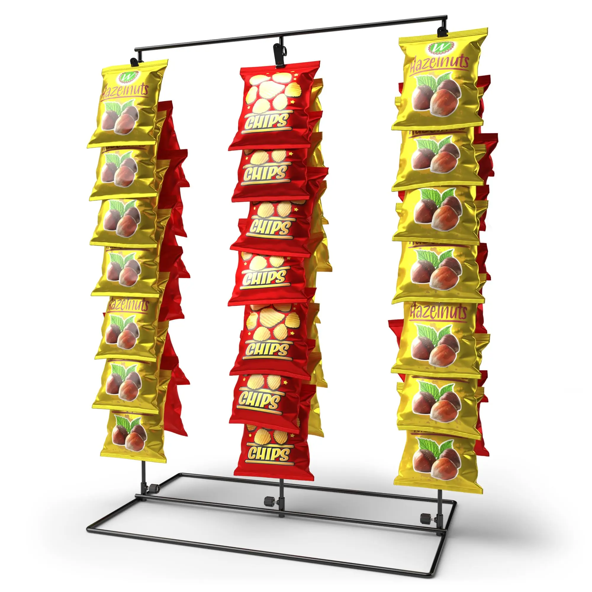 3-row Potato Chip Rack Display Stand - Snack Retail Solution