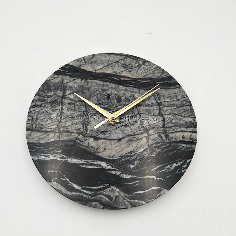 Natural Marble Stone Gem Crystal Clock Wall Marble Desk Clock With ...