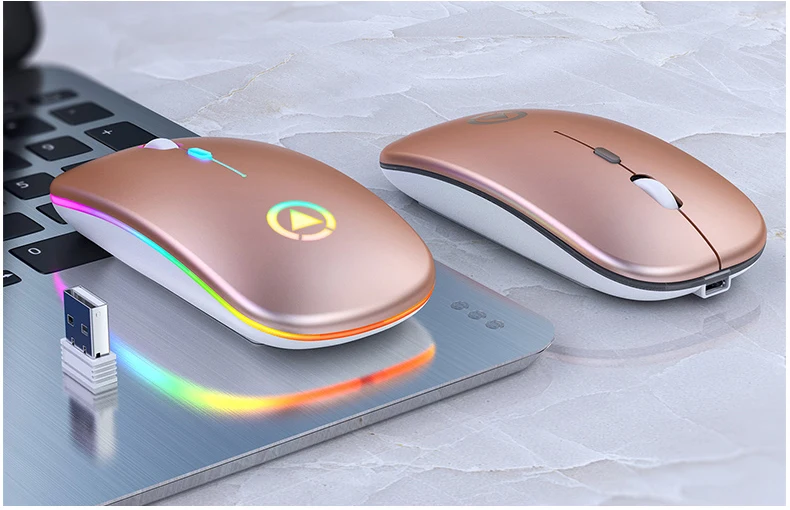 A2 RGB Wireless Ergonomic Mouse - Rechargeable, Silent & Backlit USB ...