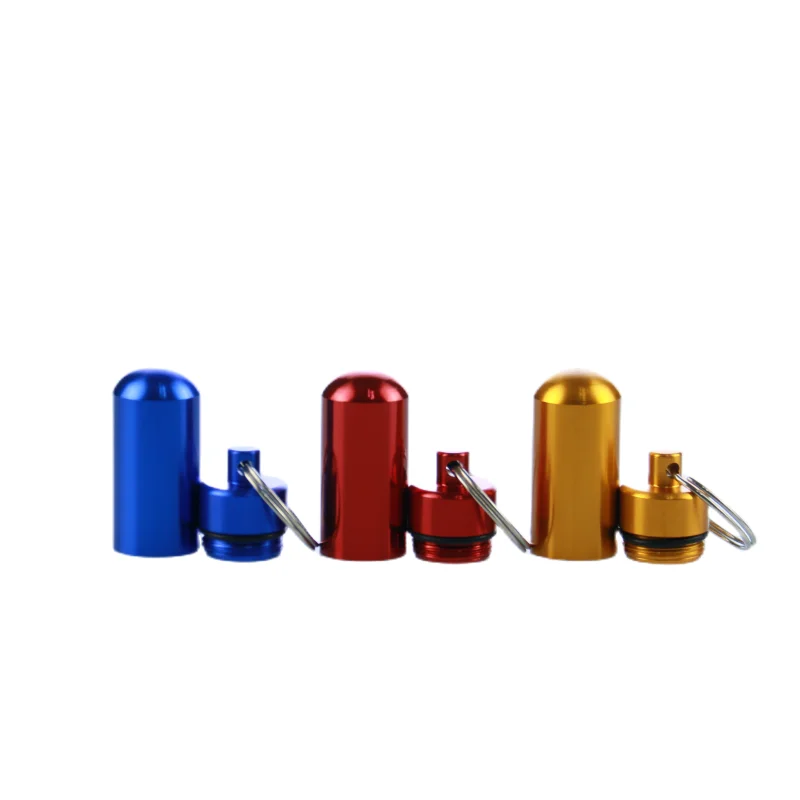 Mini Outdoor Waterproof Aluminum Pill Box with Keychain