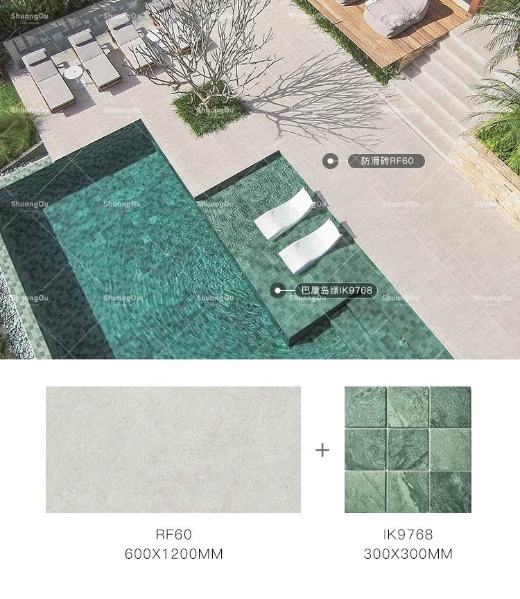 Glacier Blue Marble Look Ceramic Mosaic 4'x4' Swimming Pool Tiles ...