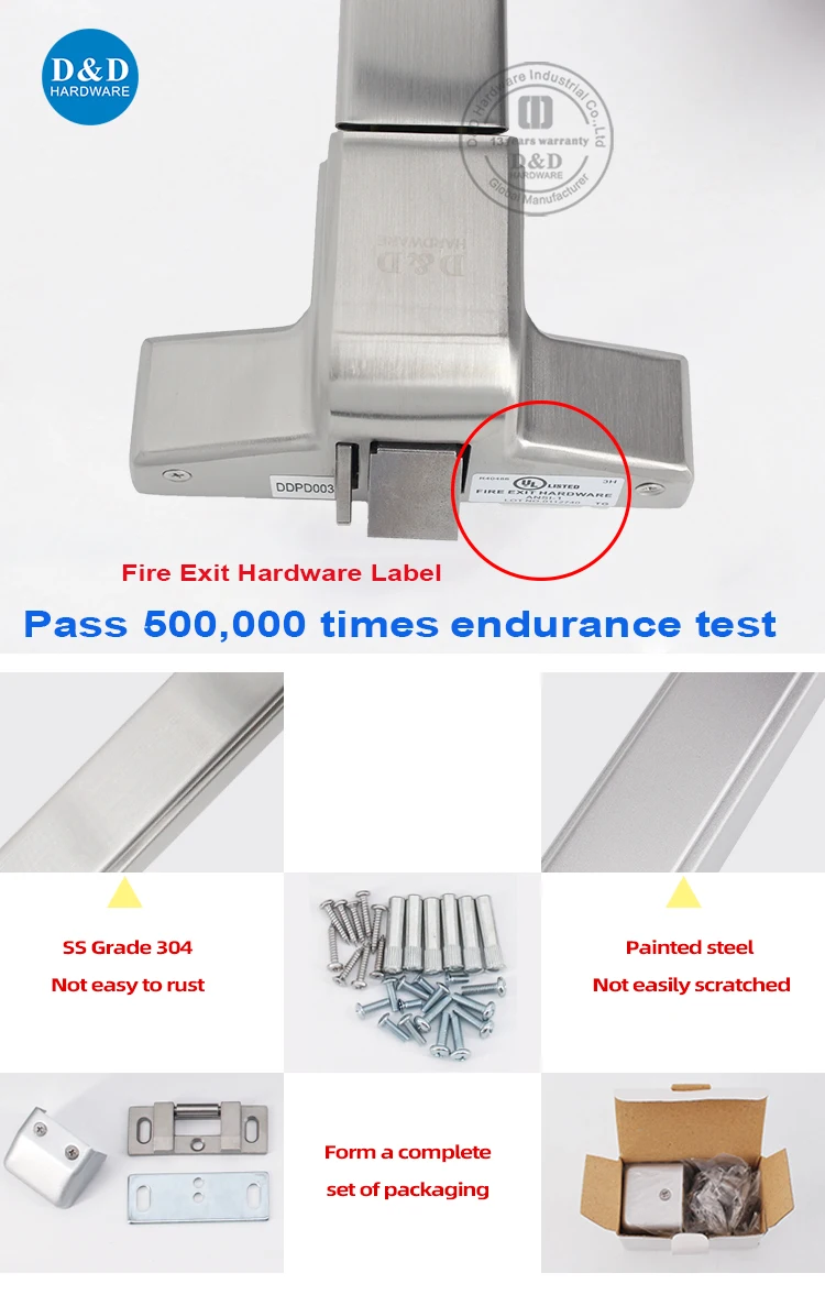 ANSI GRADE 1 UL10C UL305 Commercial Hardware SUS304 Fire Rated Escape ...