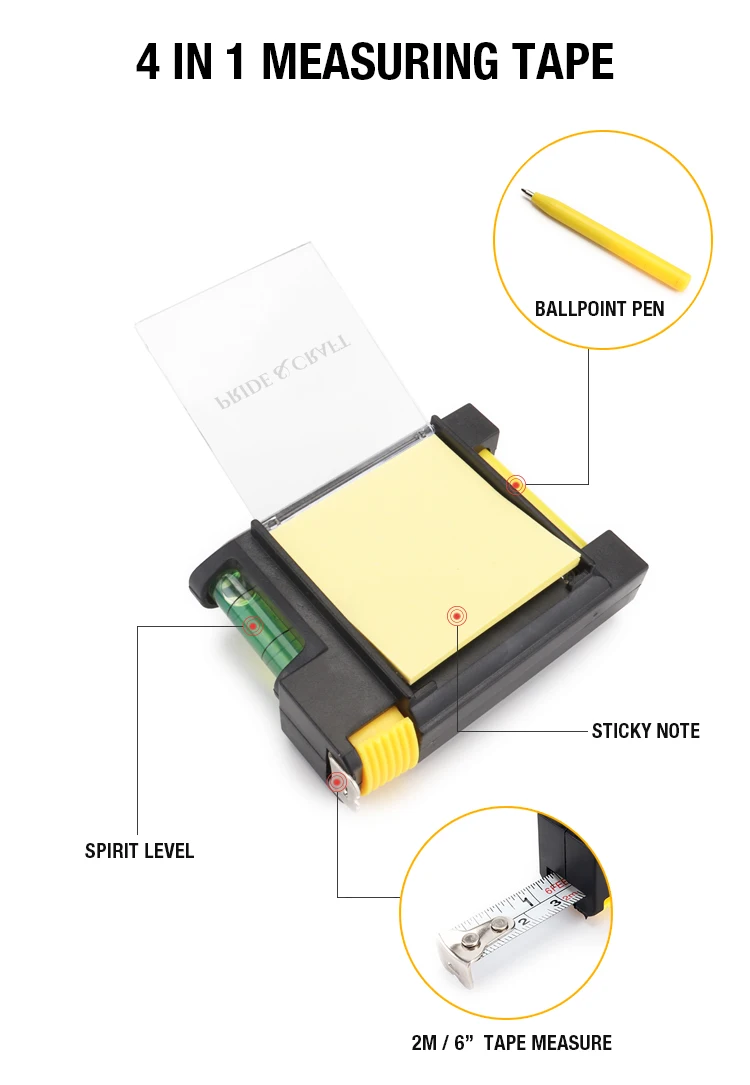 Precision 4-in1 2m 3m Tape Measure With Level,Paper & Pen - Buy ...