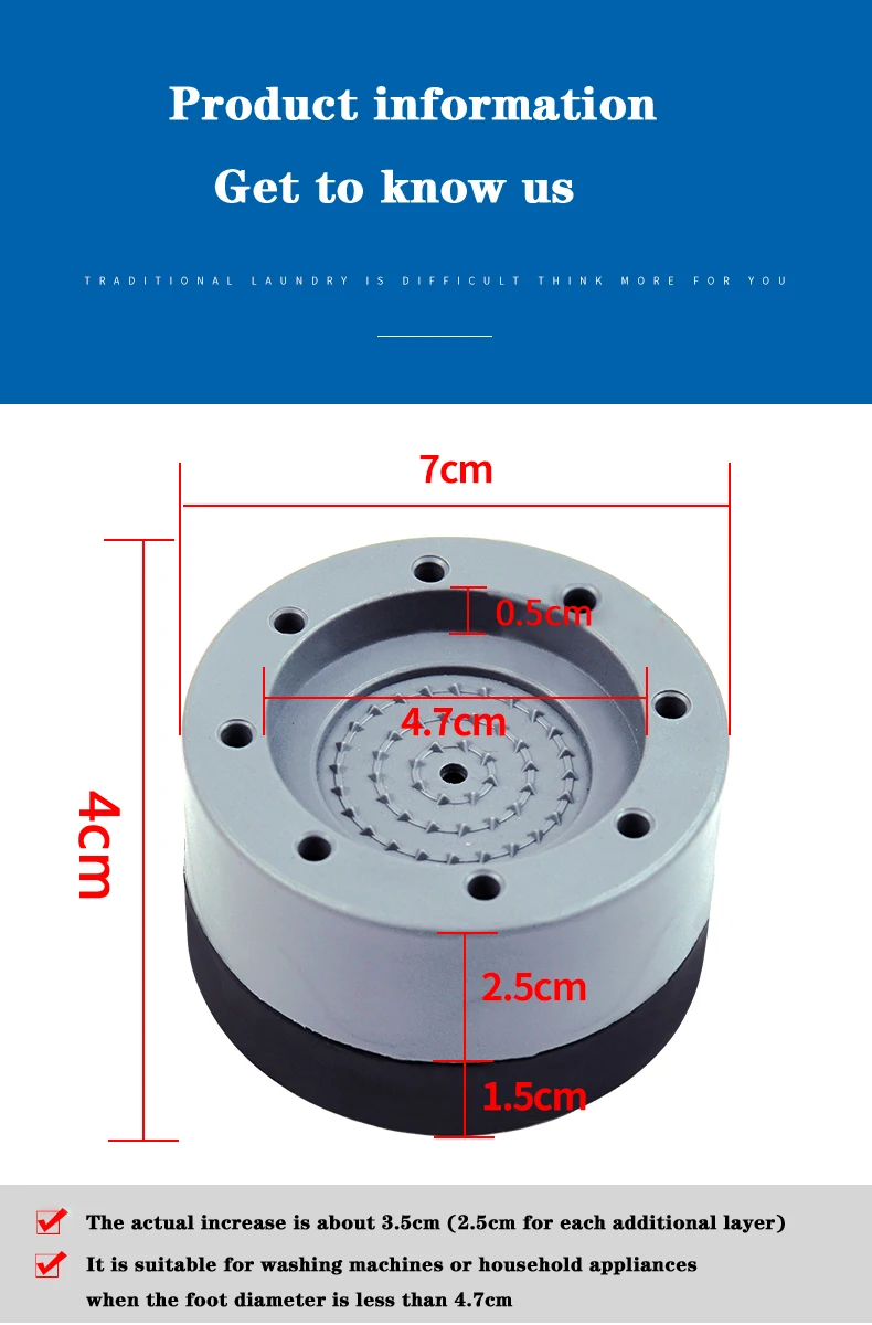 Universal Washer Dryer Anti-vibration Pads Fridge Washer Leveling Feet ...
