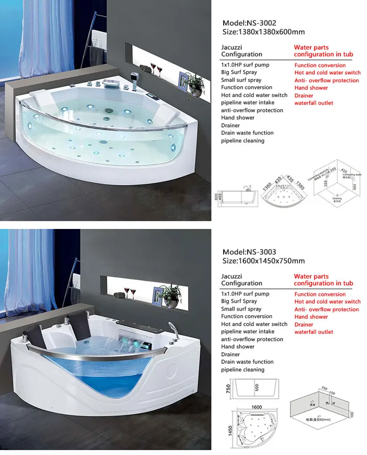 Multifunctional Spa Acrylic Bath Tub - 2 People Jaccuzi