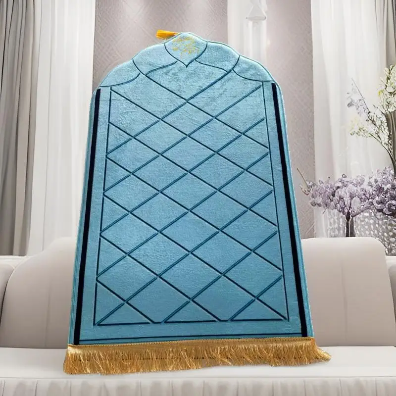 Islamic Prayer Rug Flannel Thick Padded Muslim Praying Mat For Men And ...