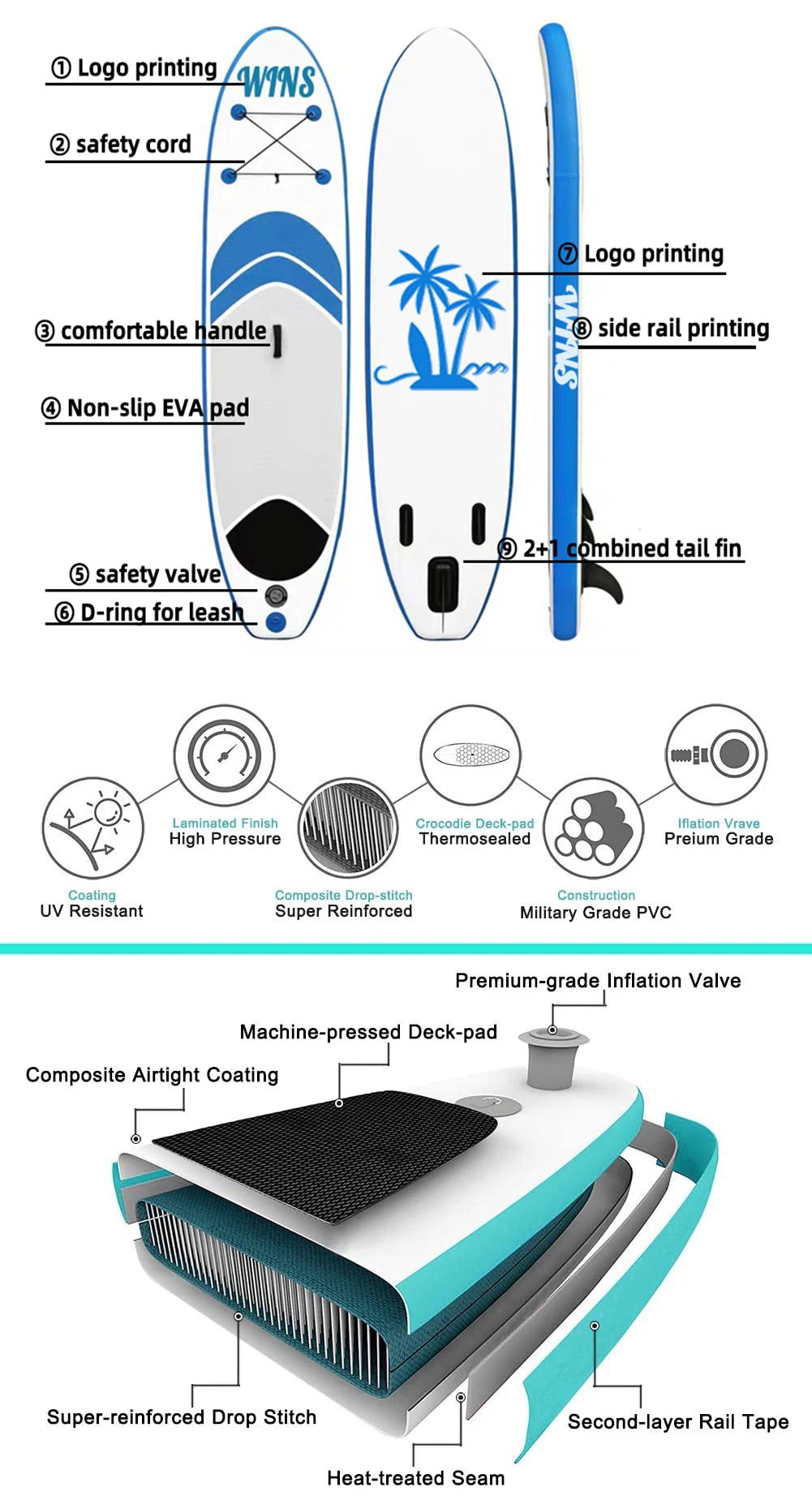 Graphic Customization Sup Kayak Paddle Standing Board Oem Available ...