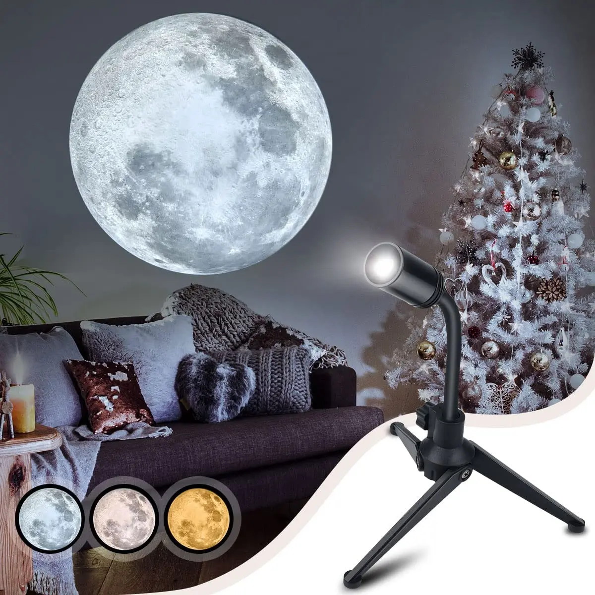 360 Rotatable Moon Projector Night Light USB Charging Moon Lamp for ...