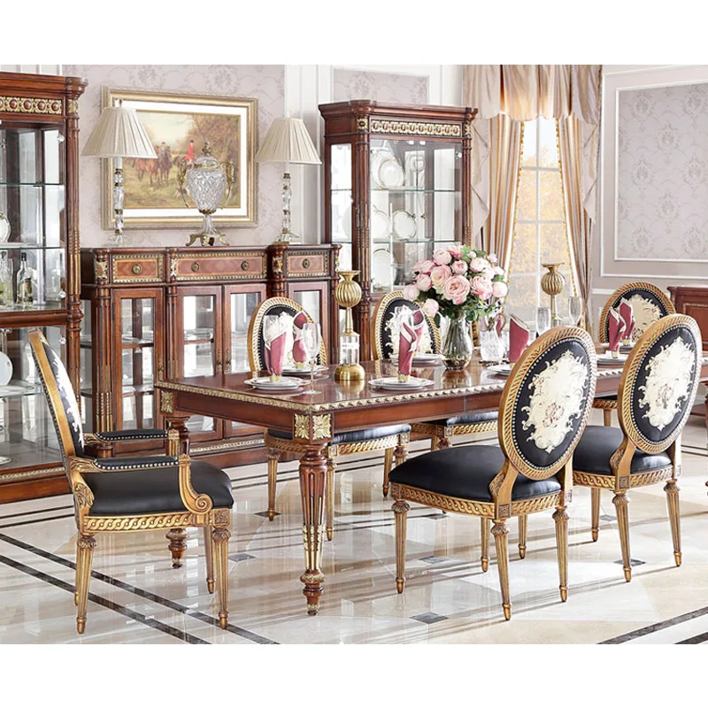 Luxury French Antique Expandable Dining Table Set Wood Home Furniture ...