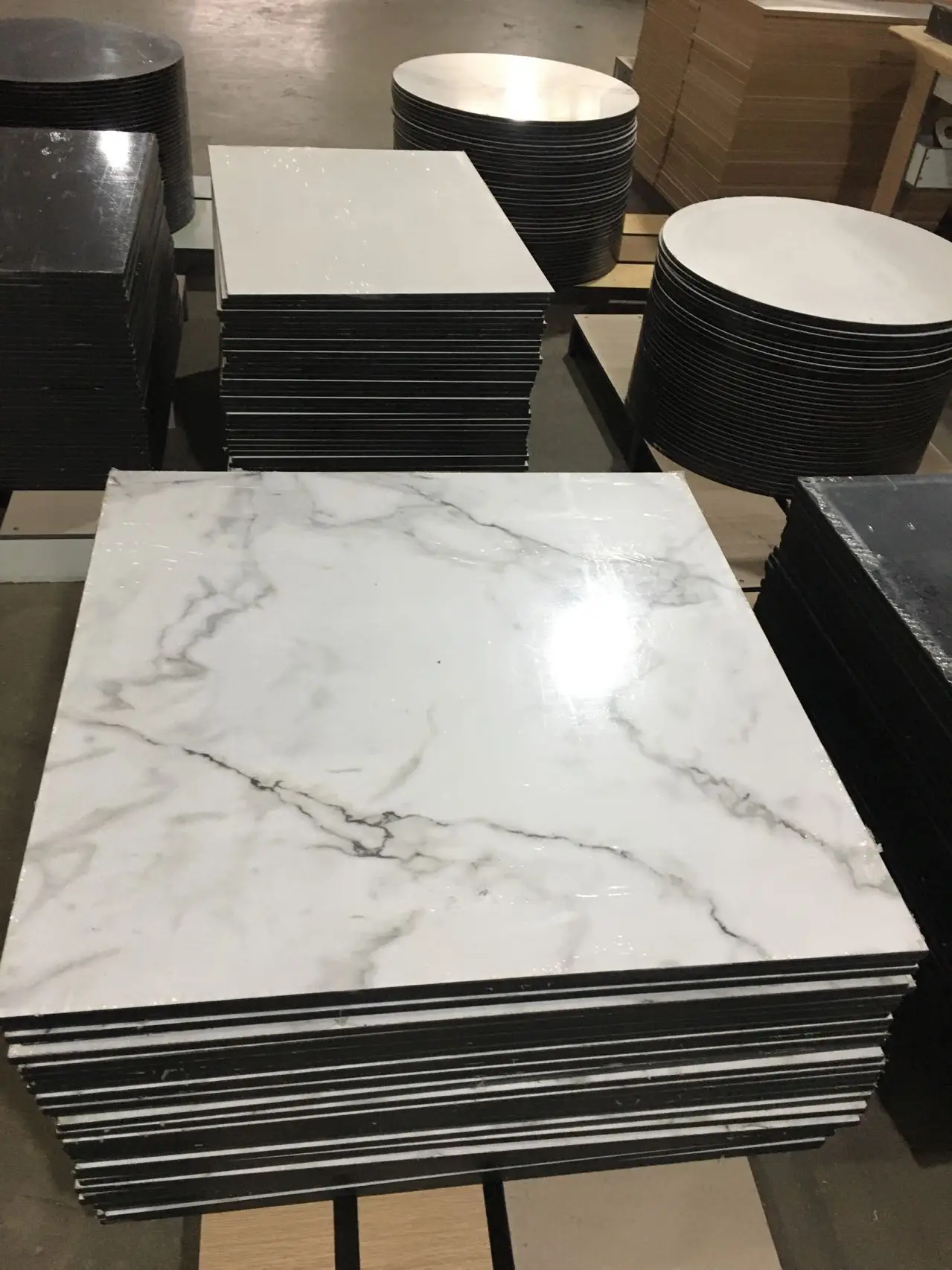 HPL Tabletop Round 700mm Marble White bar Table High Pressure Laminate ...