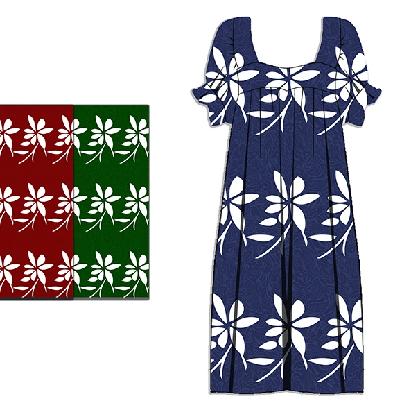 custom digital print polyester printed floral Polynesian Micronesia ...