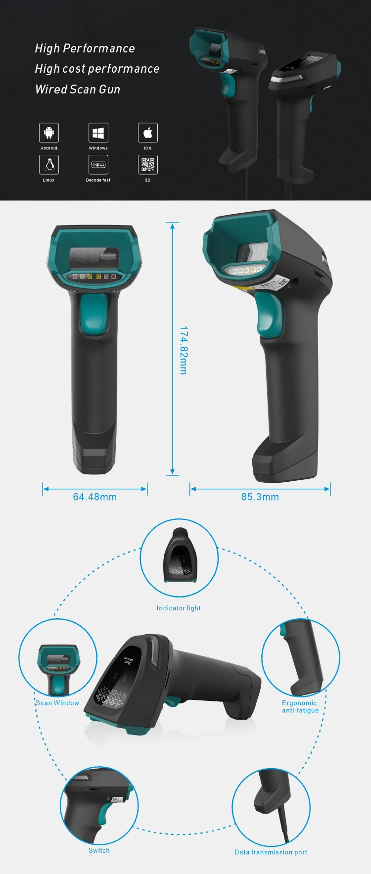 DPM Laser Scanner - ULTRA-RUGGED 1D 2D Wireless Barcode Scanner