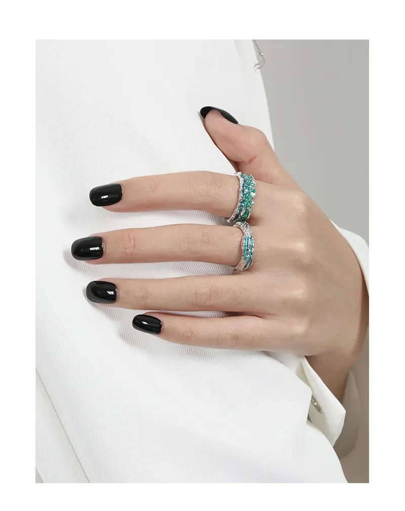 Luxury Liquid Metal Irregular Enameled Glazed S925 Sterling Silver ...