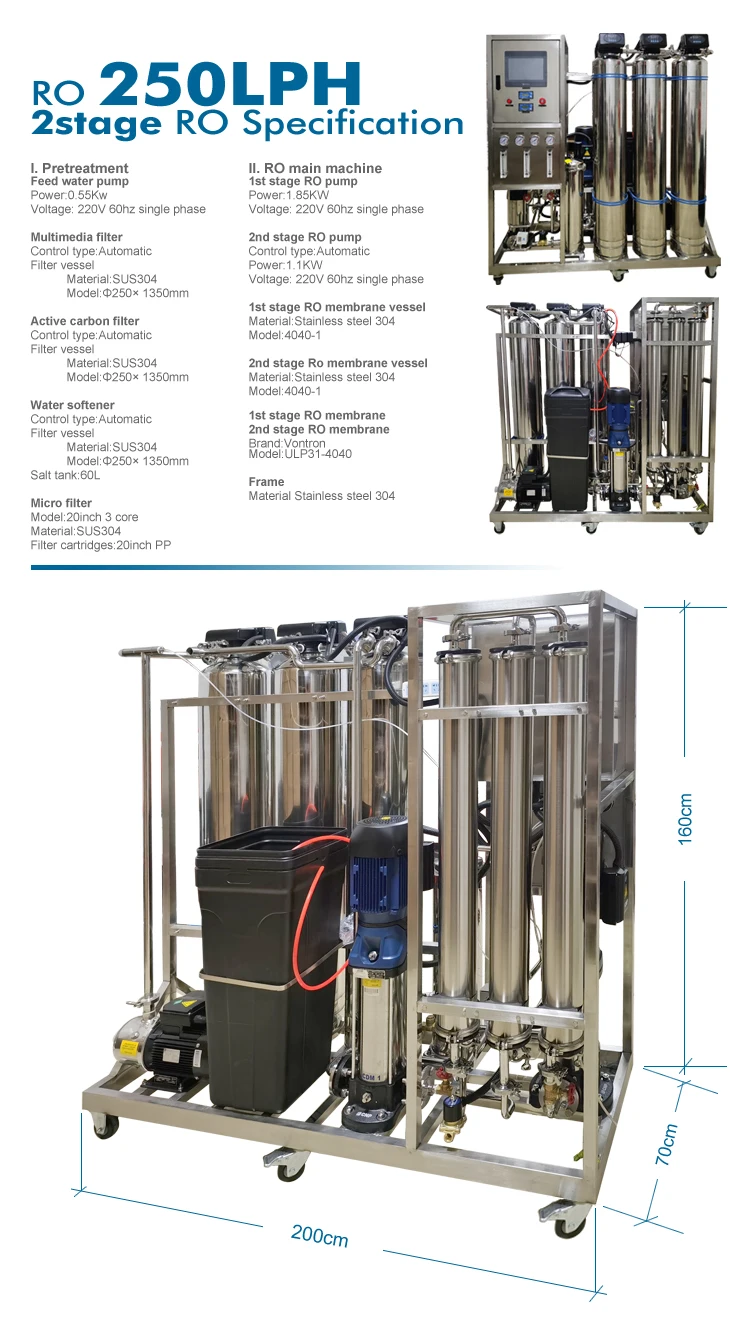Ro 250lph 2stage Reverse Osmosis Specification With Ce - Buy Ro 250lph ...