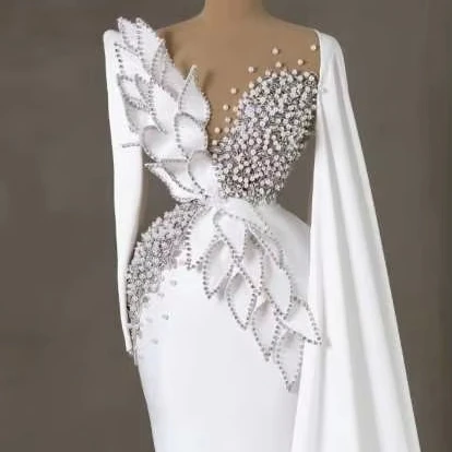 S1209R New design heavy beaded three-dimensional flower one-shoulder ...