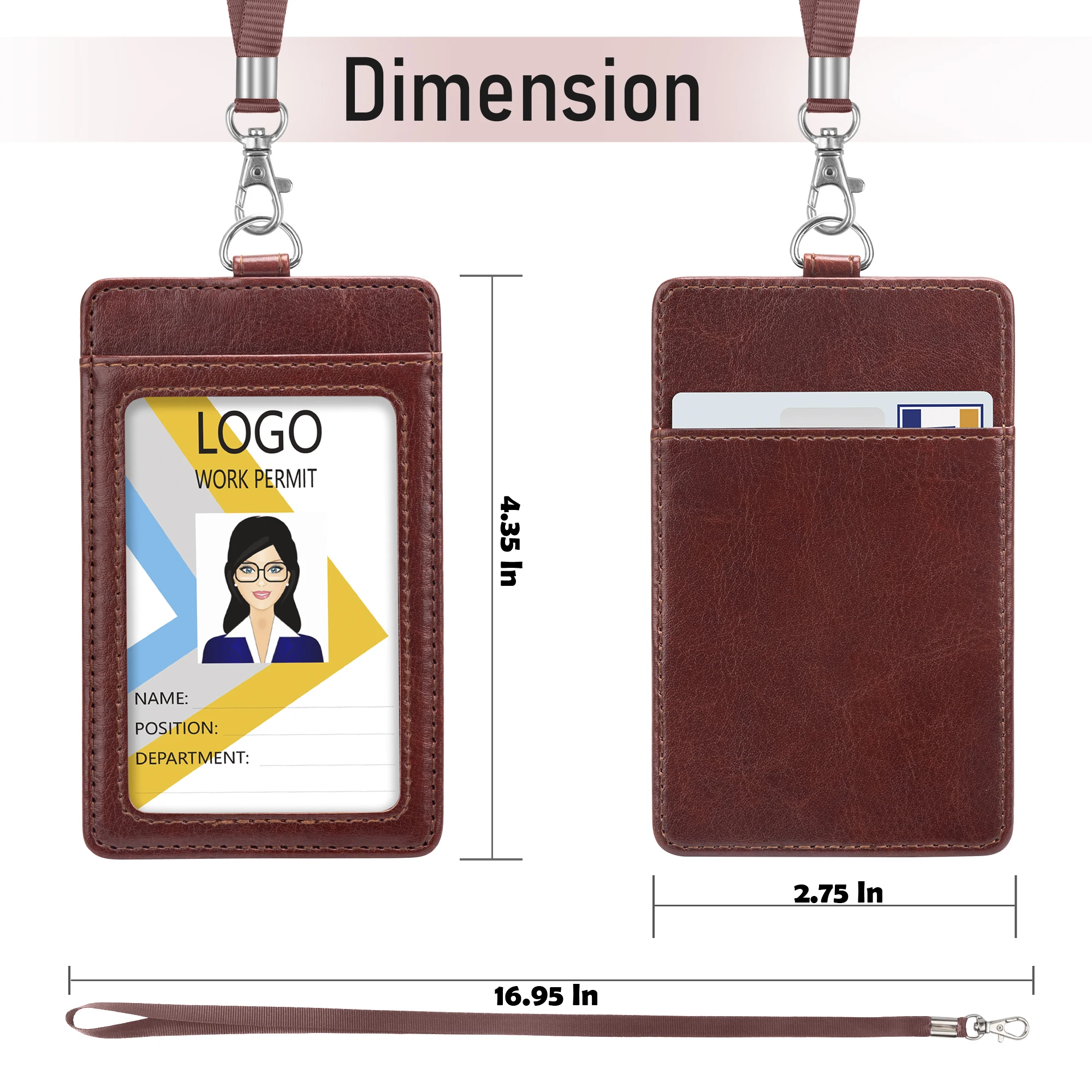 Custom Logo Pu Leather Id Card Holder & Lanyard - Designer Student Id ...