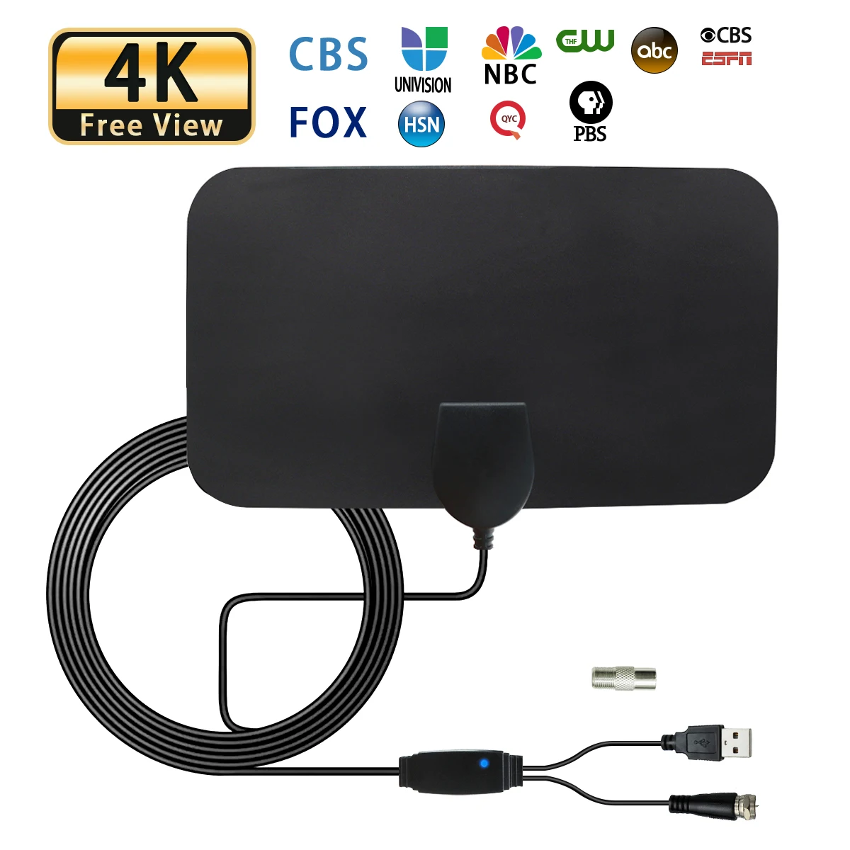 4k Digital Tv Antenna 50 Miles Booster Dvb-t Aerial Hd Flat Indoor ...