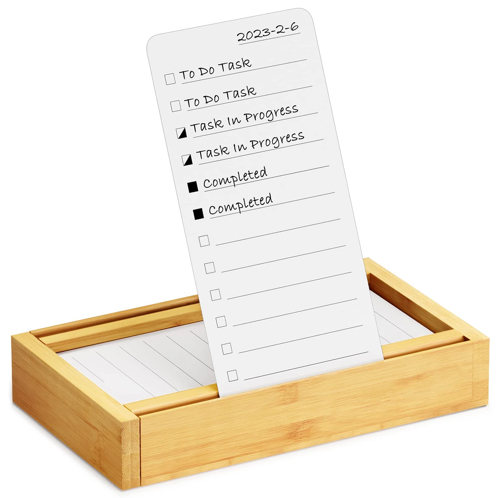 Bamboo Task Card Stand Holder To Do List Card Stand Displaying For ...