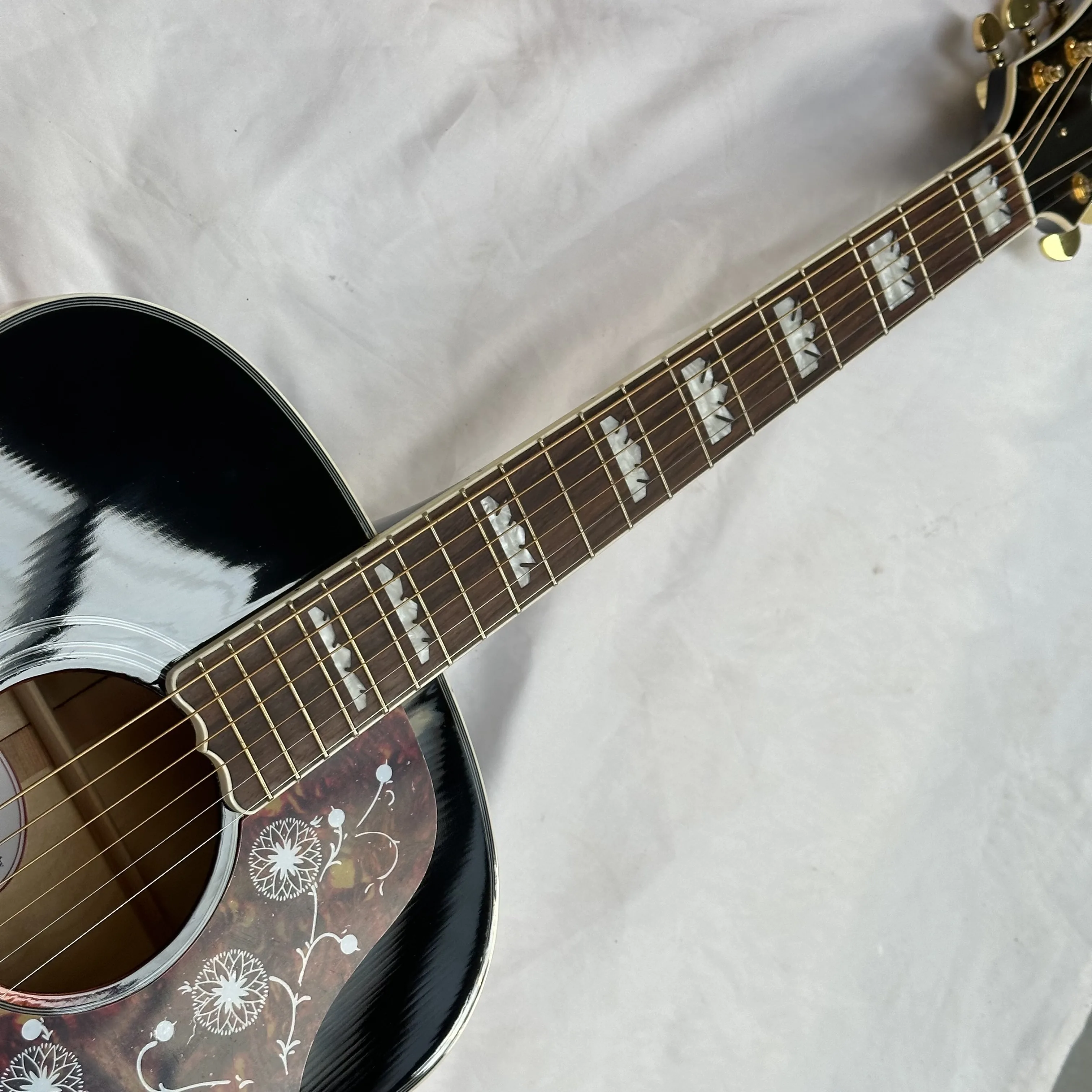 Sunburst Acoustic Electric Guitar 6-String H-H Pickup 20-Fret Mahogany ...