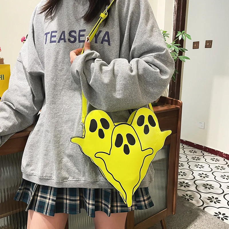 Halloween Handbag - Spooky Ghost Pu Leather Crossbody Bag